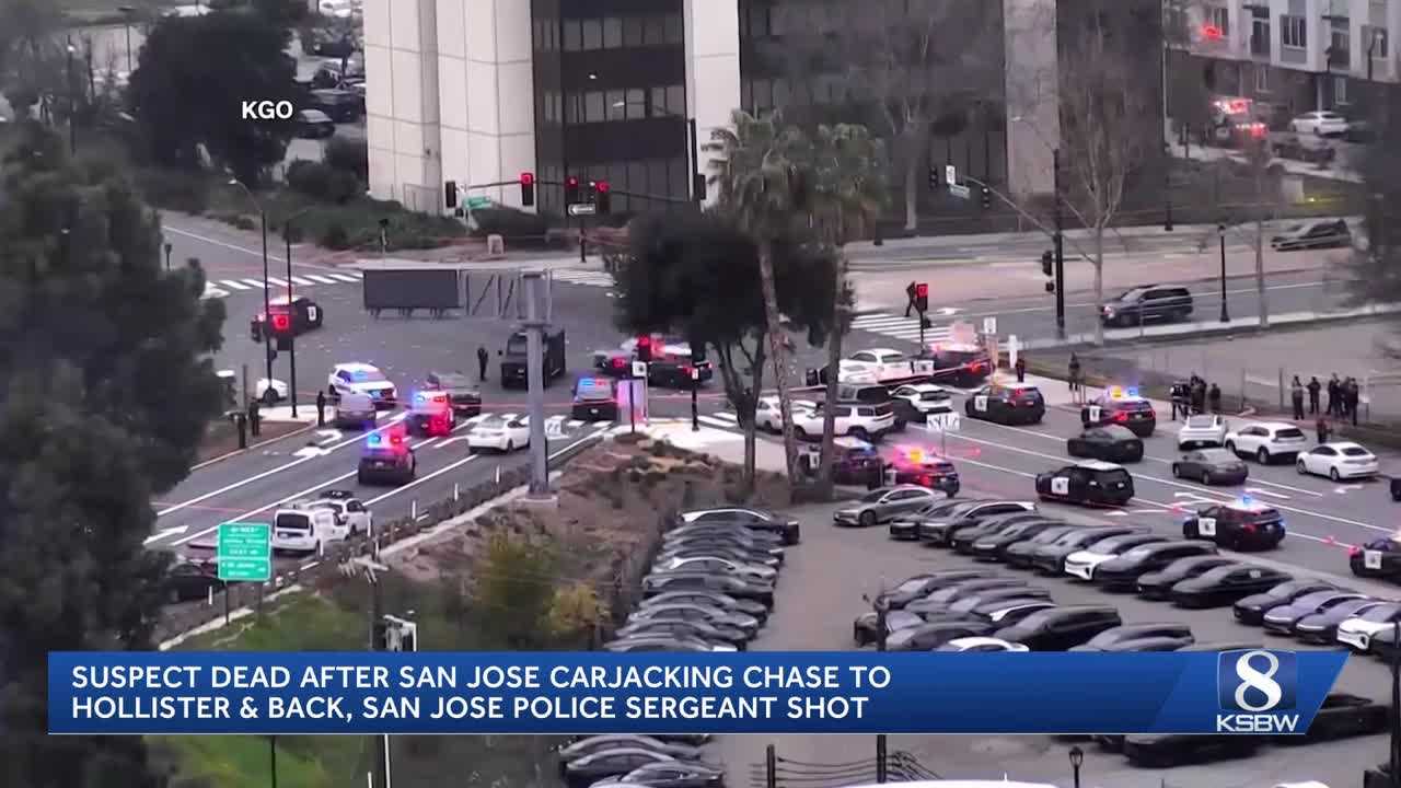 Suspect dead after San Jose carjacking chase to Hollister; SJ sergeant shot