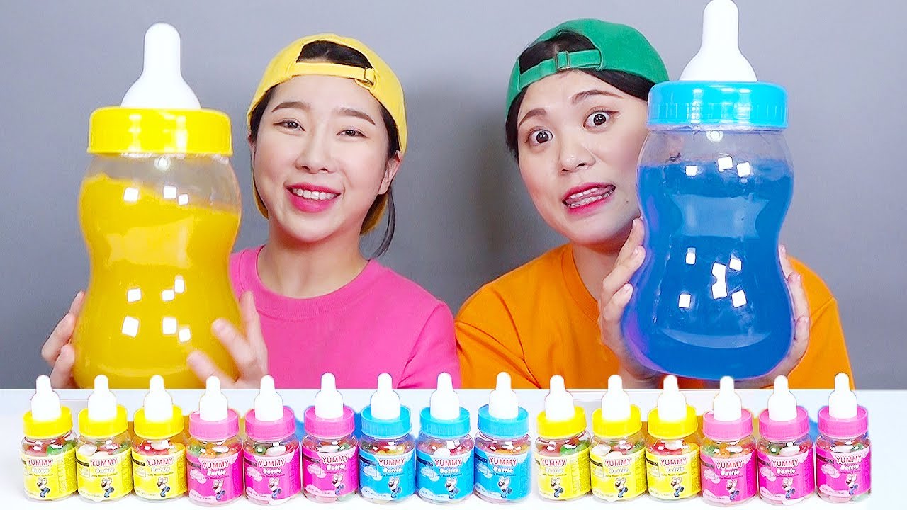 Jelly permen botol susu mukbang DONA