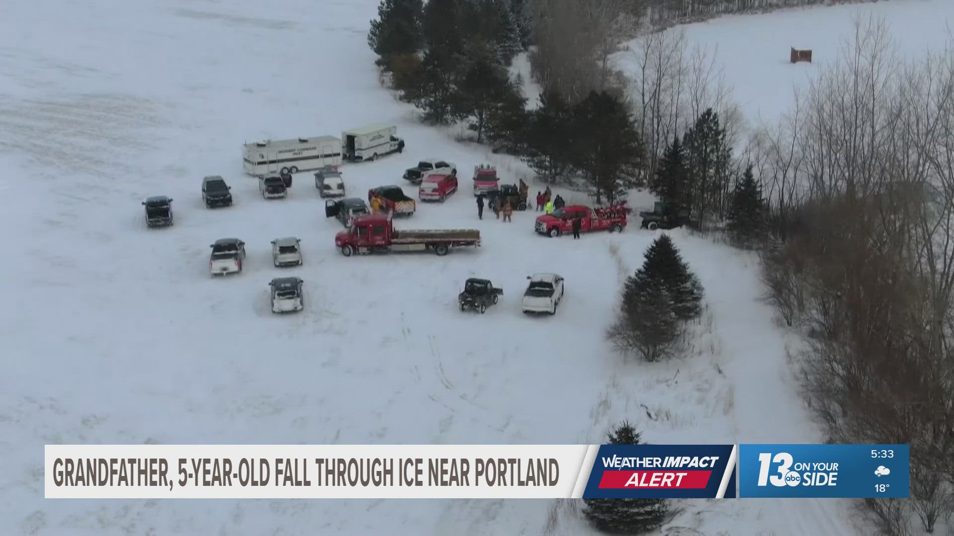 Portland man, 5-year-old girl die after falling through ice on UTV