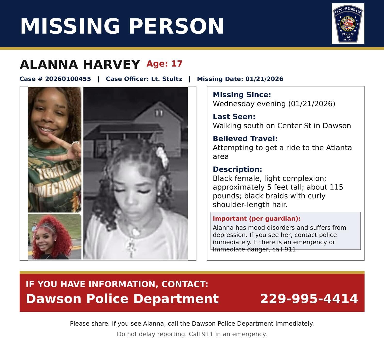 Girl reported missing from Dawson believed to have tried to get a ride ...