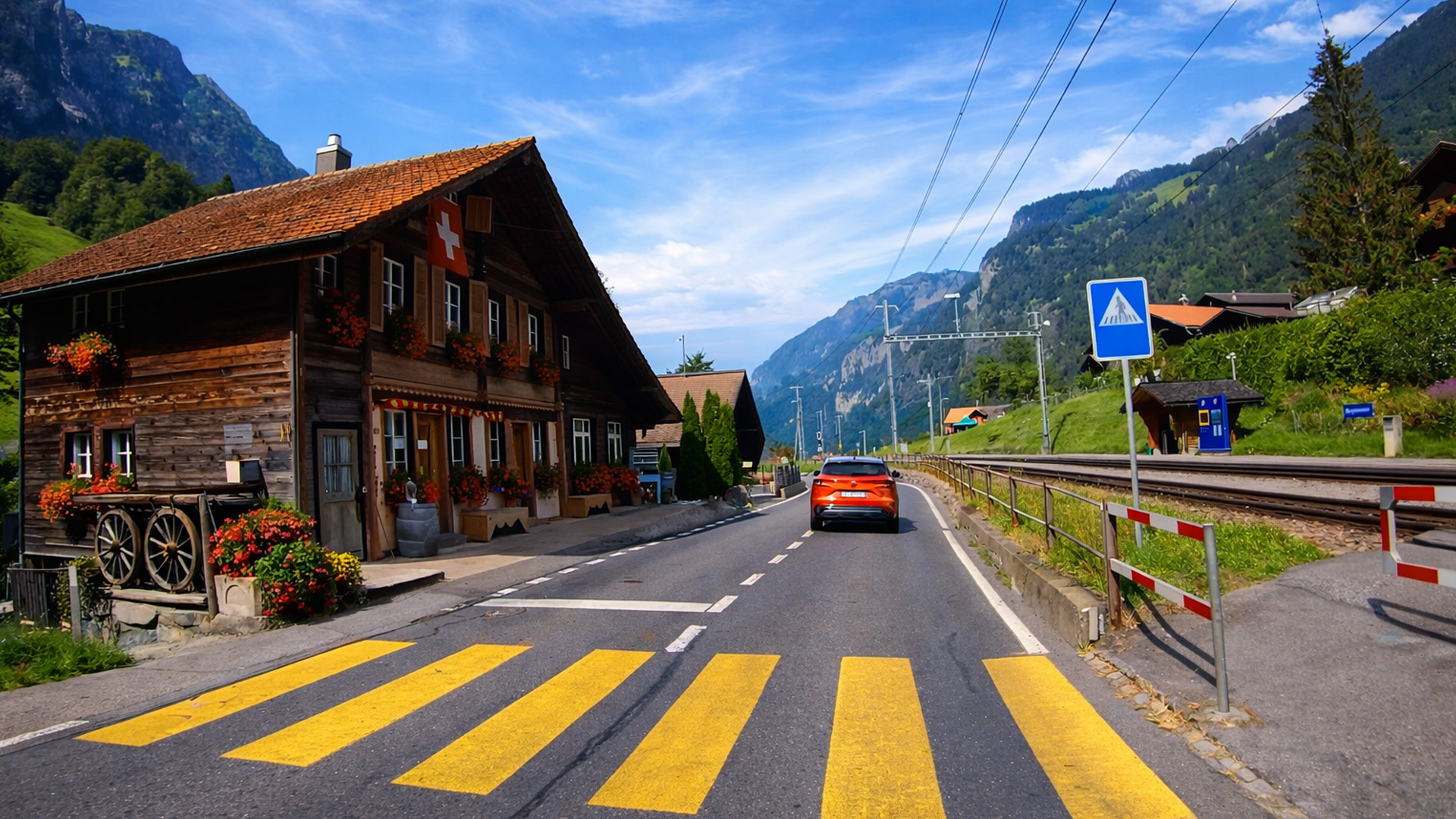 Perjalanan mobil dari Grindelwald ke Interlaken, Swiss