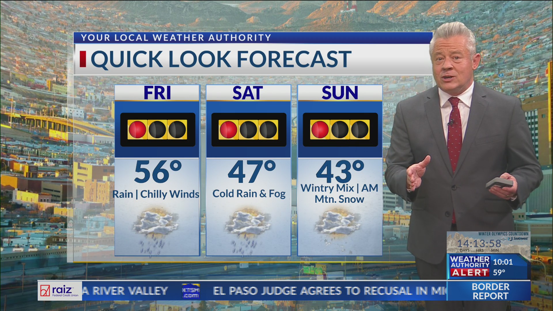 Weather Authority alert: Rain, fog, wintry mix