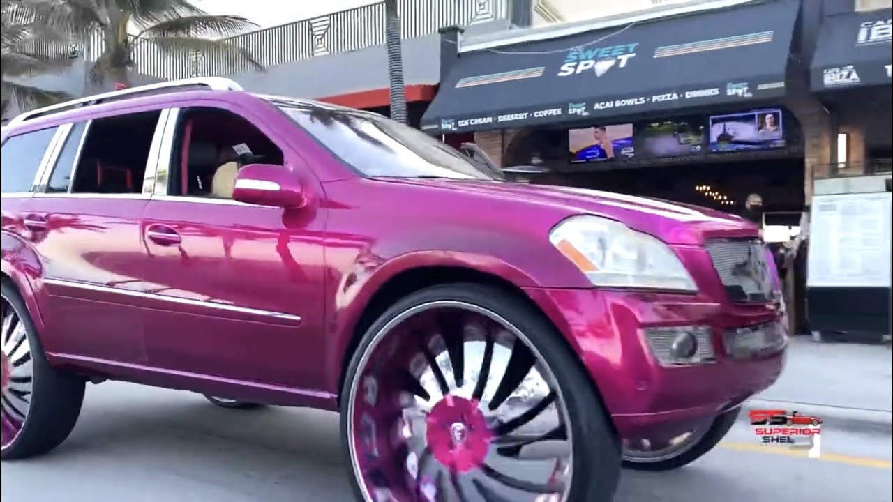Candy magenta paint GL450 Mercedes on 34” Forgiato rims