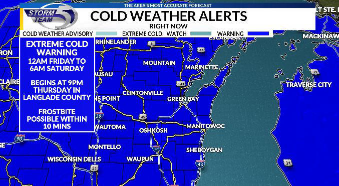 Northeast Wisconsin could see its coldest temperatures in nearly a decade