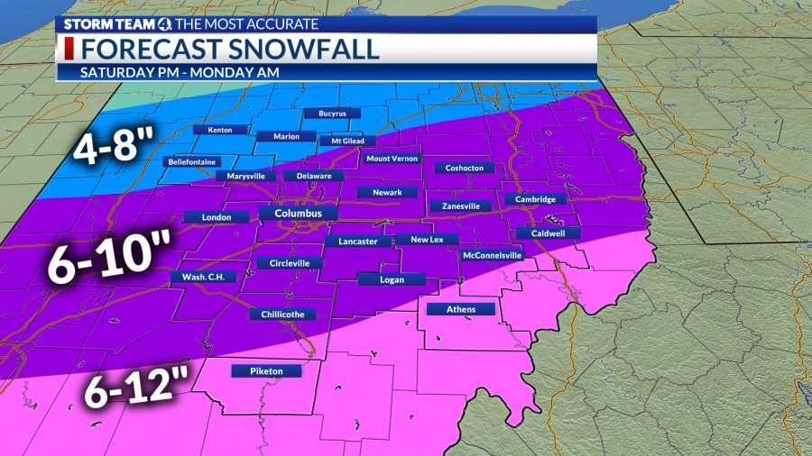 Weekend weather update: Snow totals & cold