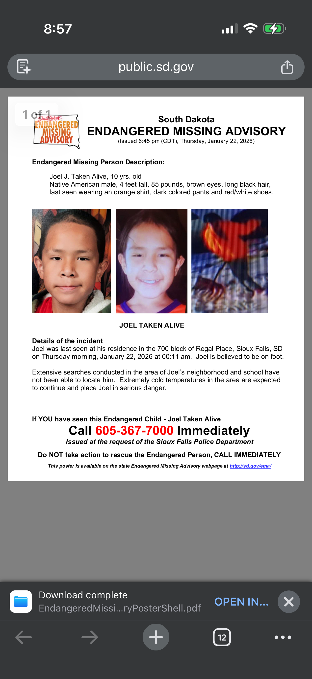 Sioux Falls police bring in K9 to help with 'endangered' missing child case