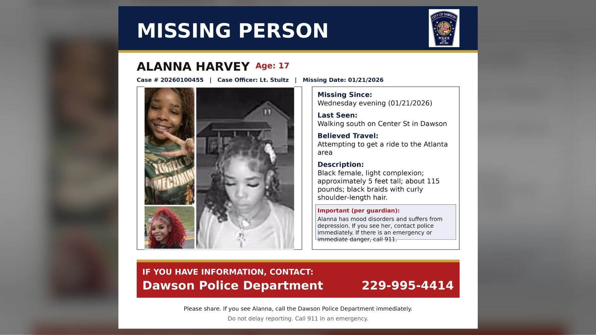 Girl reported missing from Dawson believed to have tried to get a ride ...