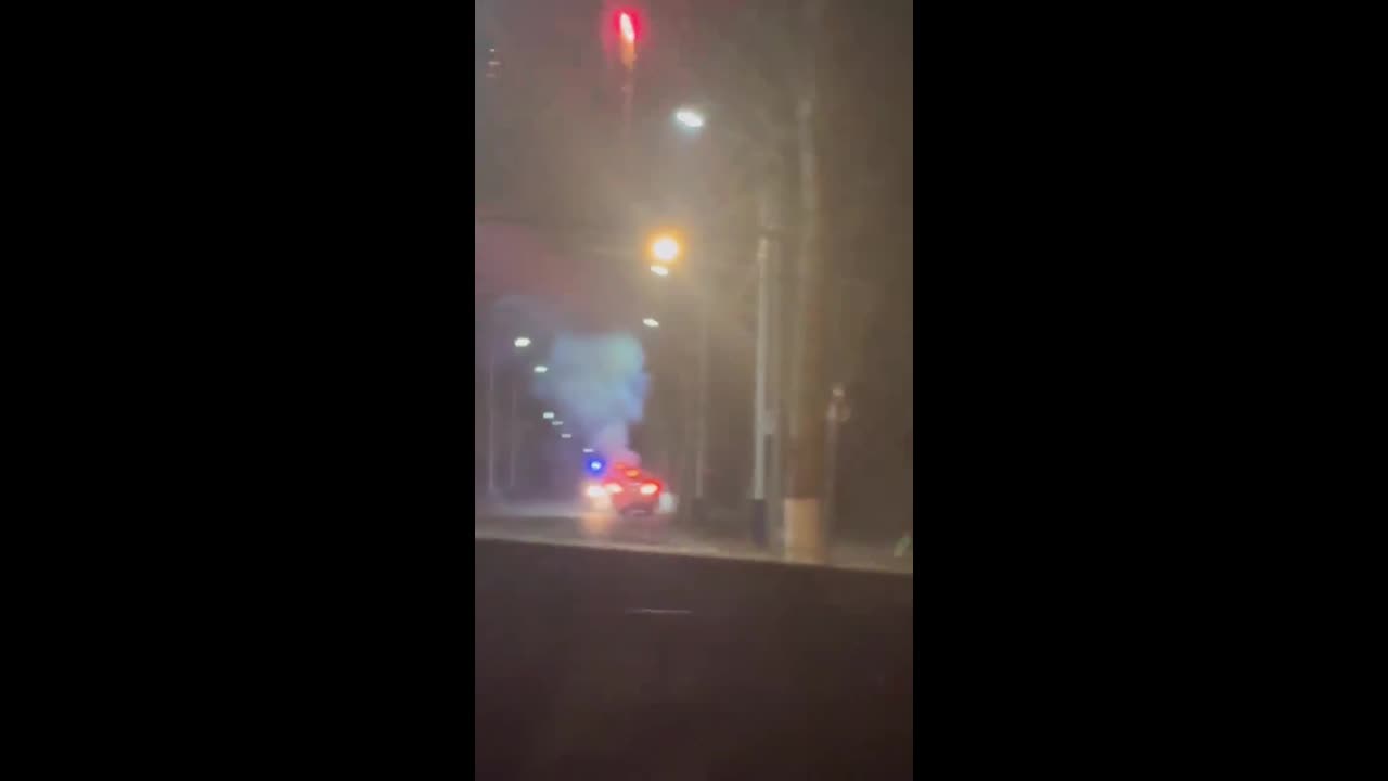Driver narrowly avoids blowing up his own car with roadside fireworks