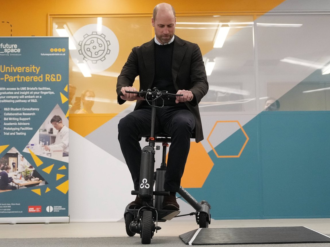 Prince William takes test ride: Royal tests mobility scooter