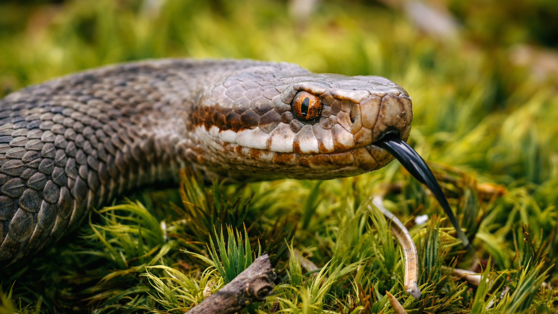 Ich habe diese Schlange im Gras entdeckt