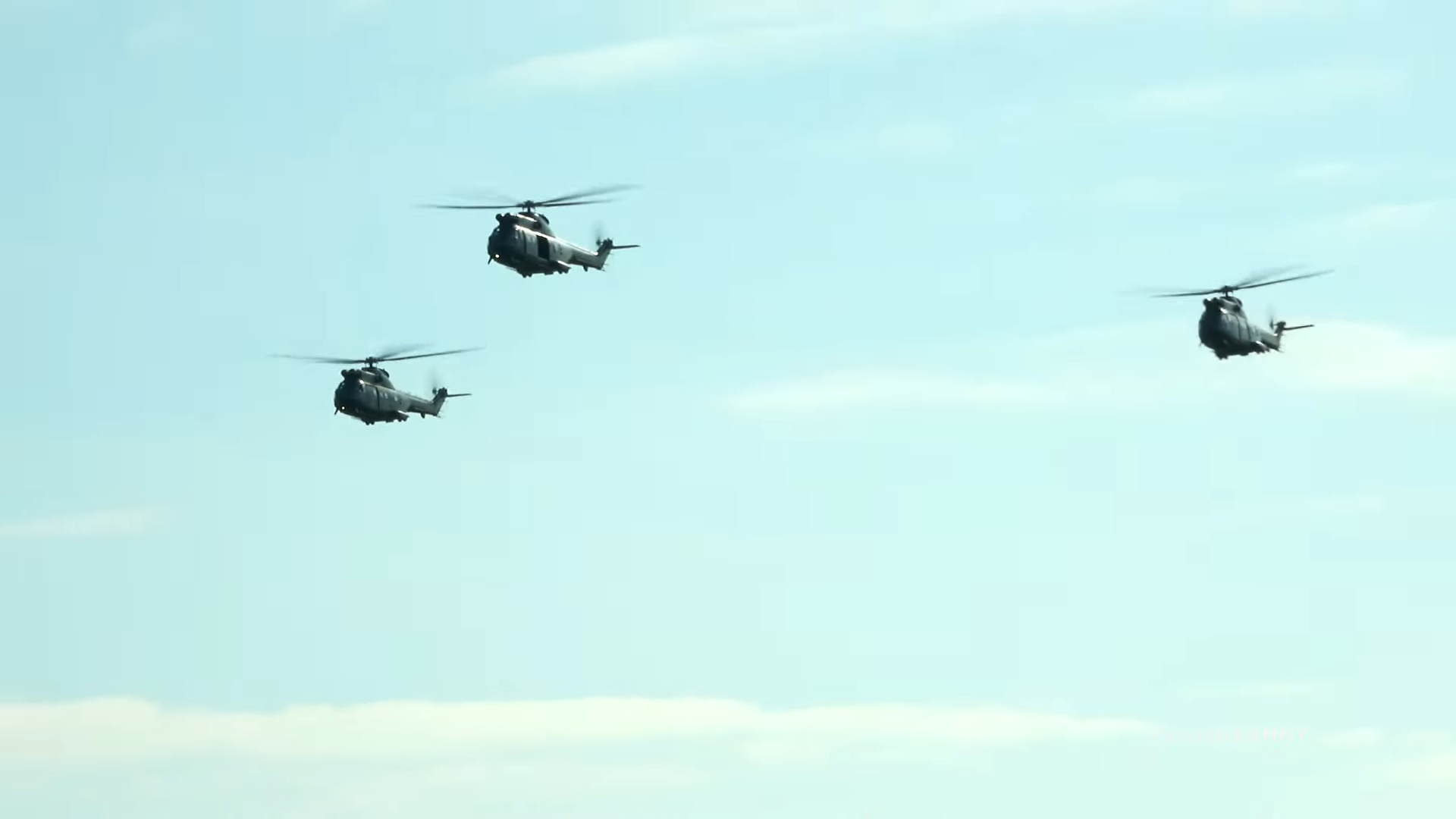 RAF Puma helicopters conduct farewell flypast over Middle Wallop