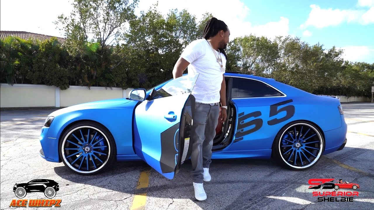 Satin blue Audi S5 on 22" Asanti wheels