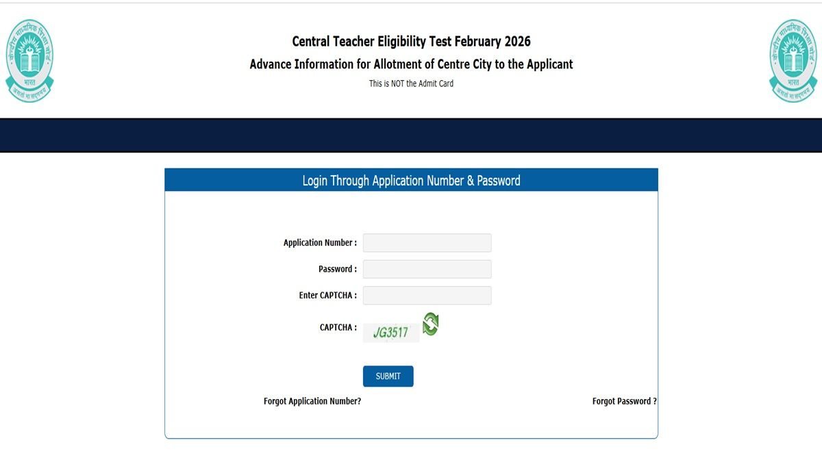 CTET city intimation slip 2026 released at ctet.nic.in, download exam ...