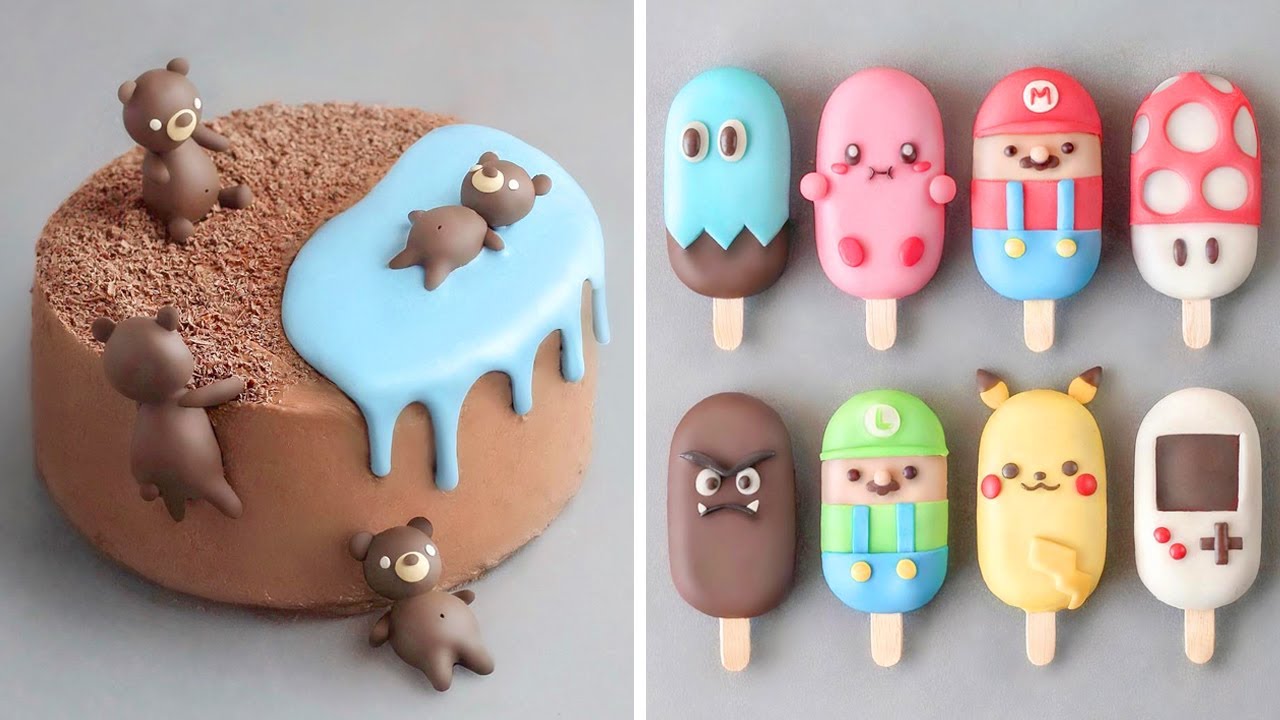 Chocolate bear cake & cute character ice cream cakes