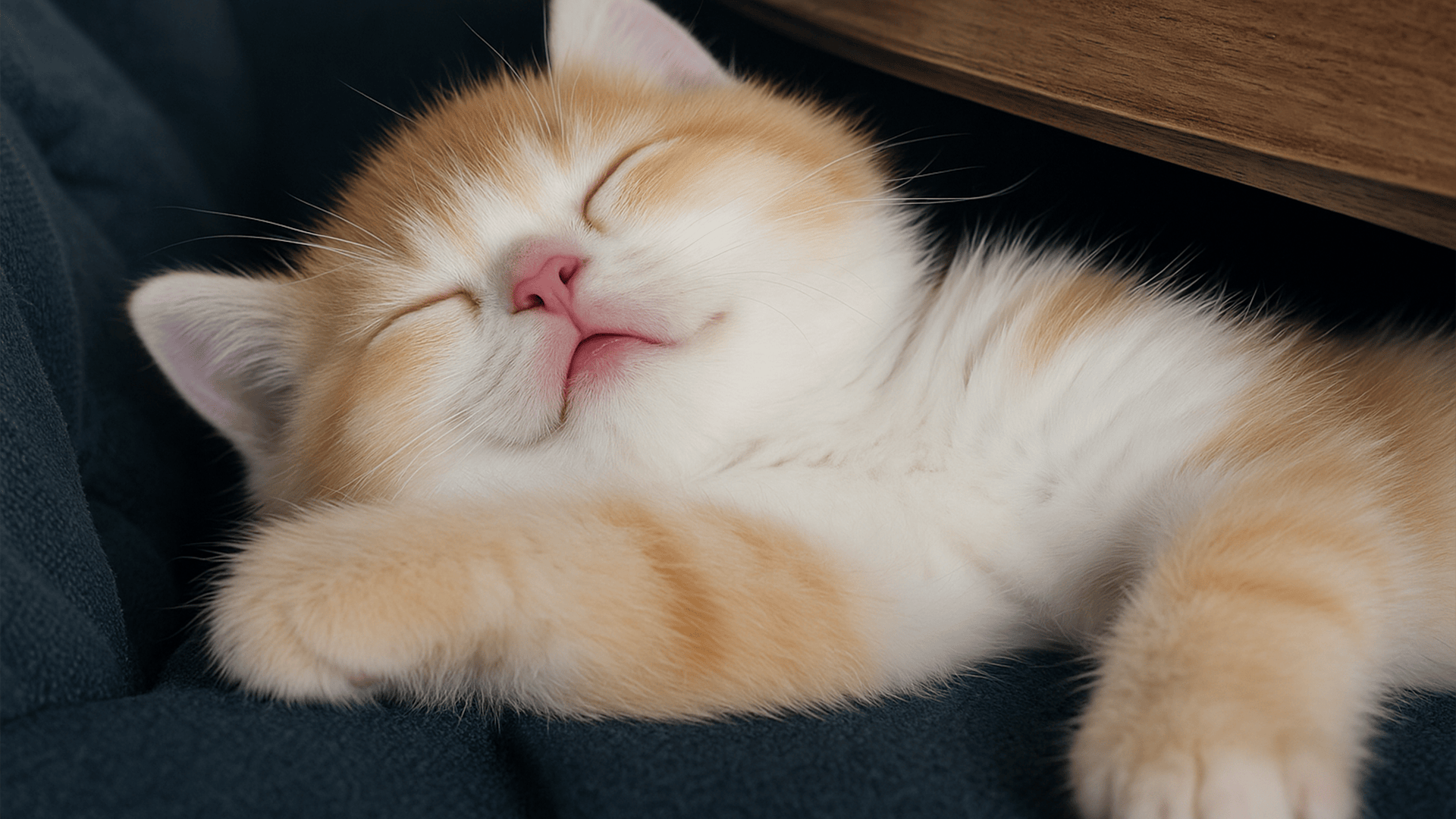 Kitten sleeps like nothing else matters