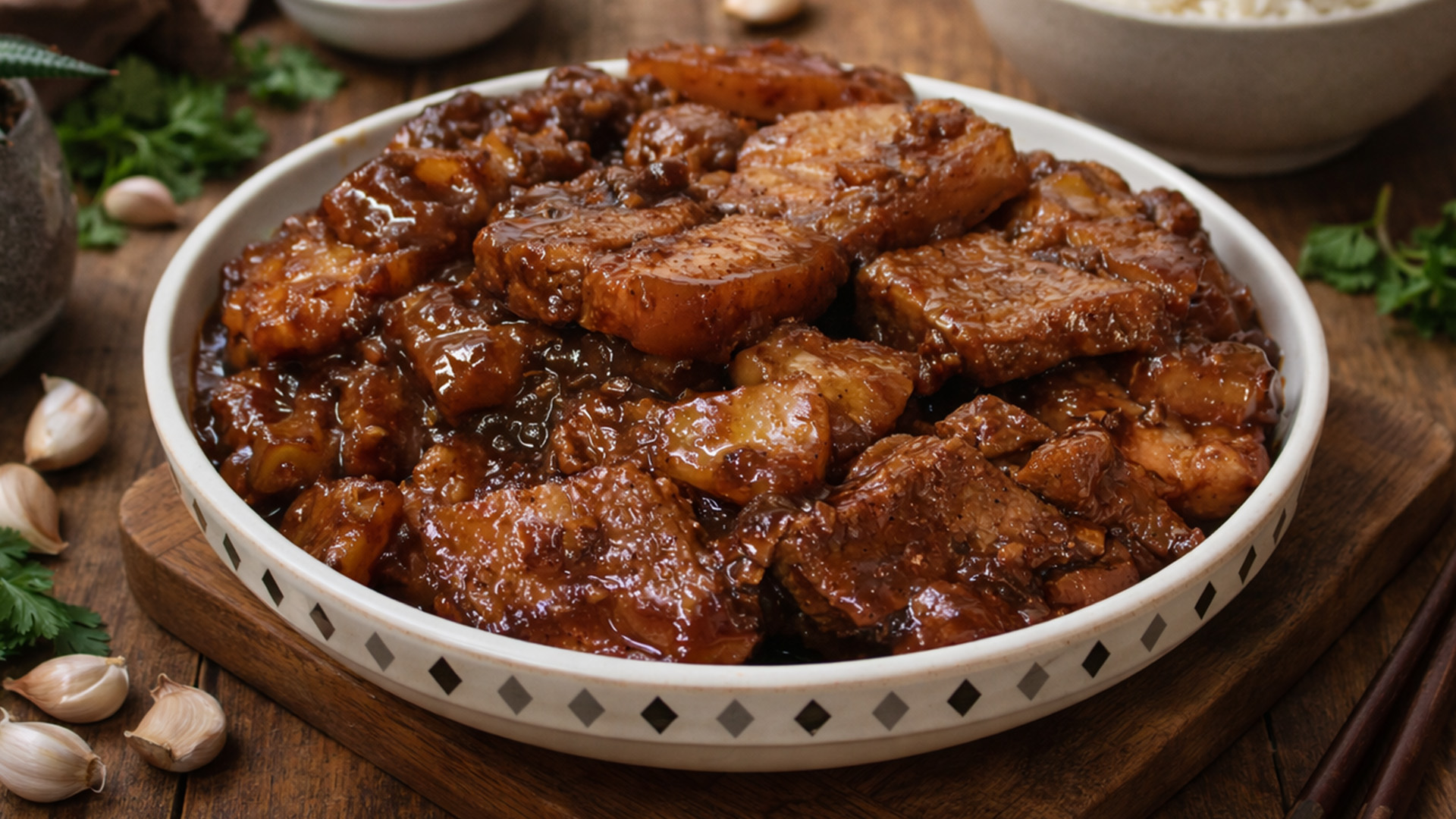 Pork hamonado with sweet pineapple flavor