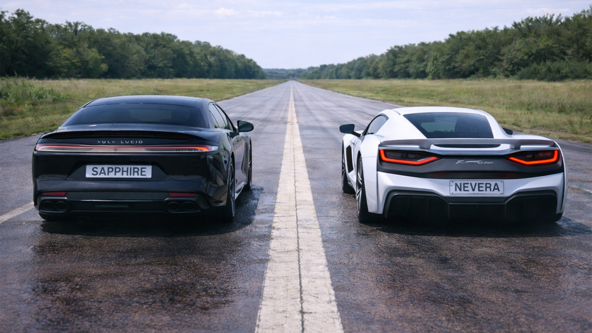 1,914 HP Rimac Nevera vs Lucid Air Sapphire drag race