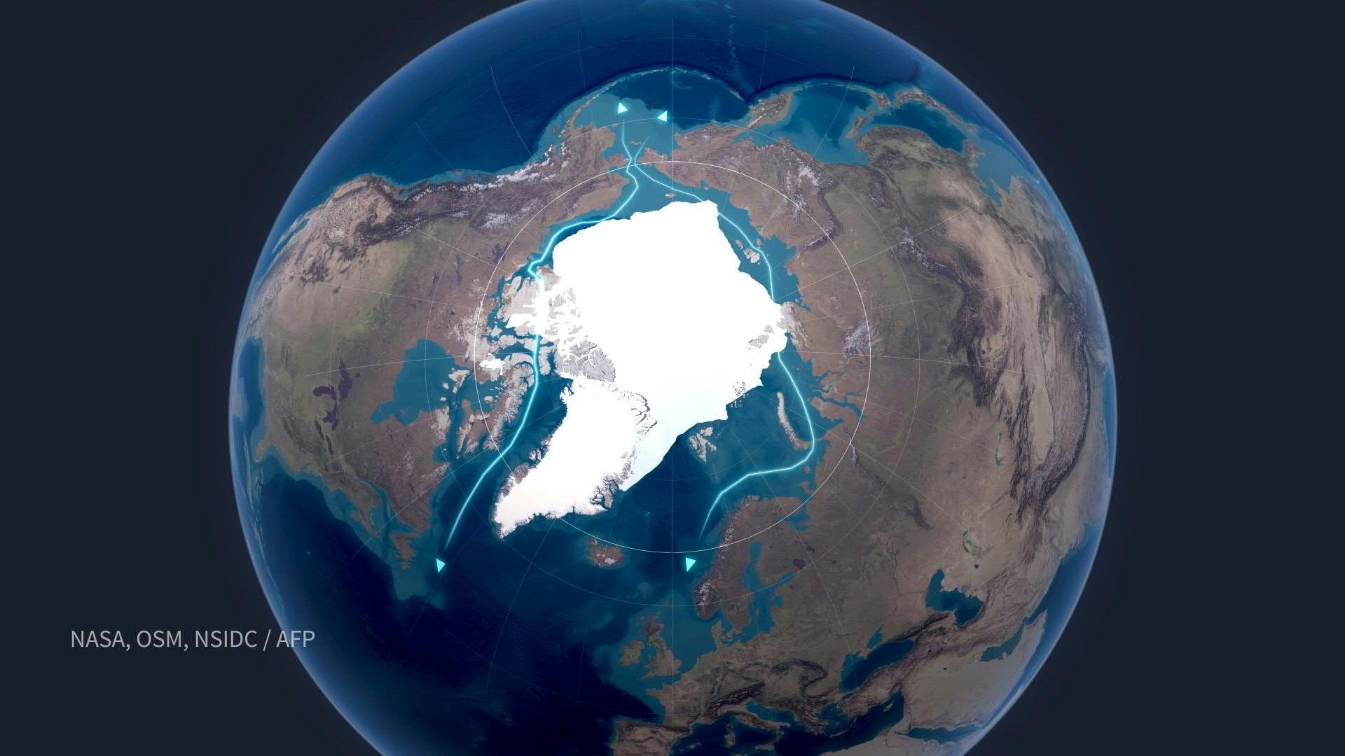 Animated map: Greenland and the Arctic shipping routes