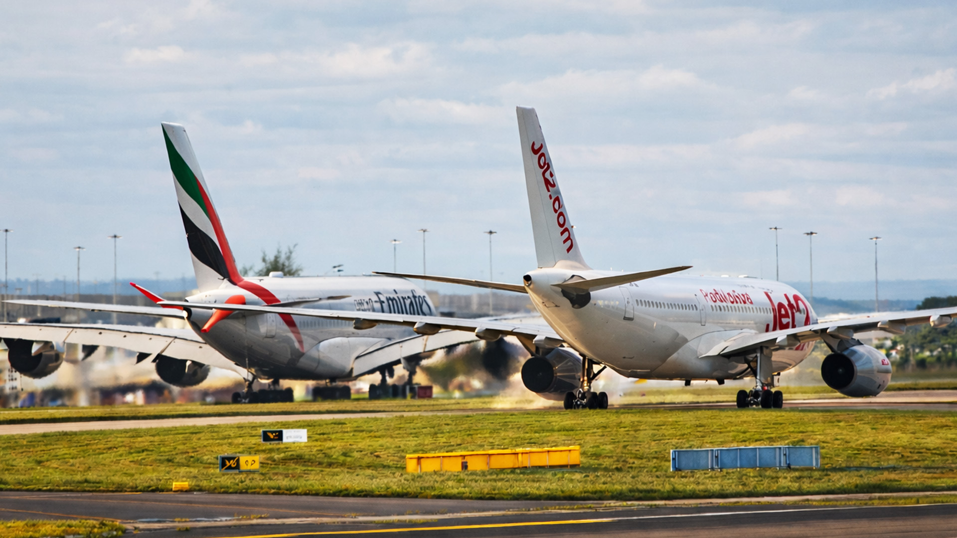 Two giant passenger planes seen at same time