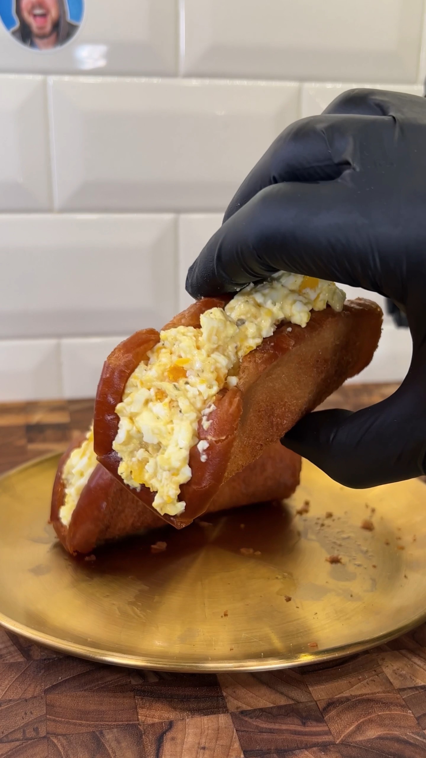 Fried egg salad sandwich