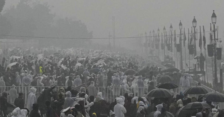 Full dress rehearsal of 77th R-DAY parade held amid rain, flypast curtailed