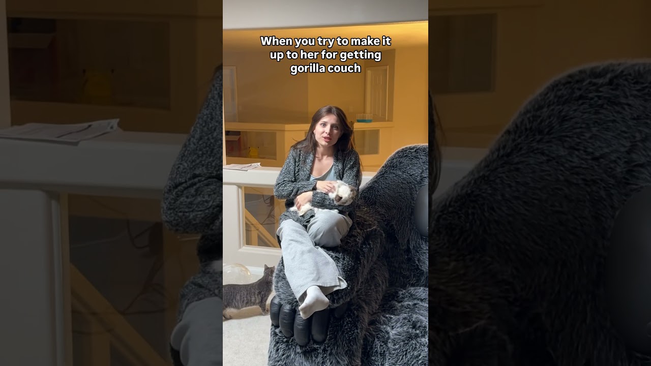Making it up after the gorilla couch
