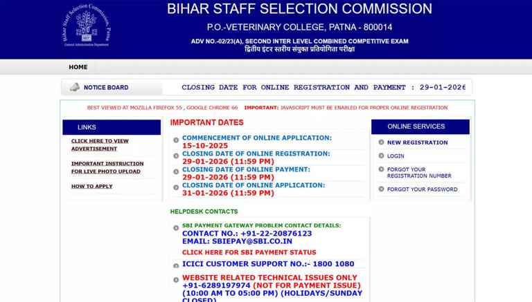 BSSC inter level recruitment 2026 registration date extended for 24,492 ...