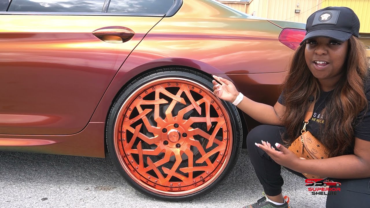 Sunset wrap BMW 650i on 24” Asantis/ Superior Shelbie