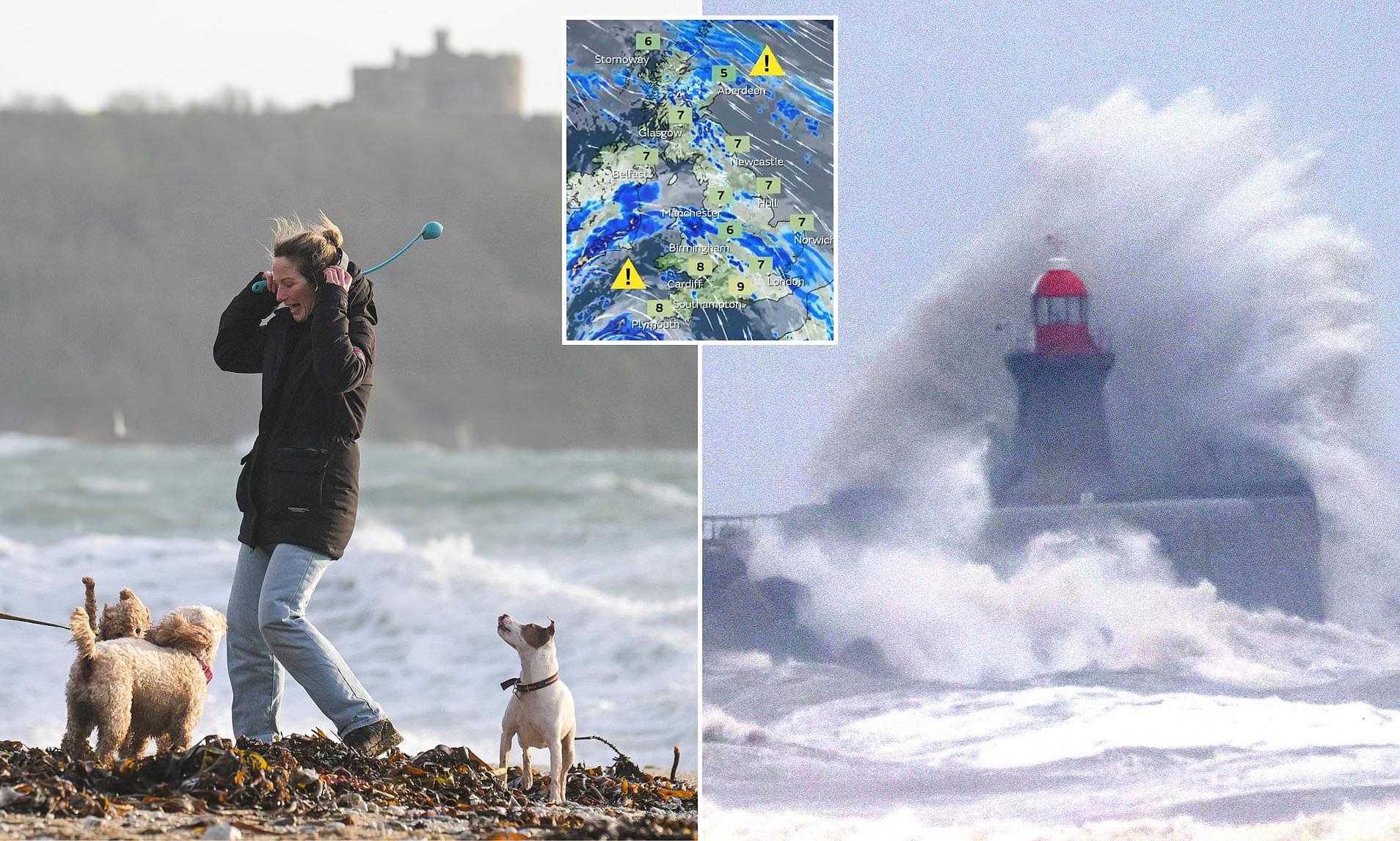 Storm Ingrid hits Britain with 60mph gusts, heavy rain and strong waves ...