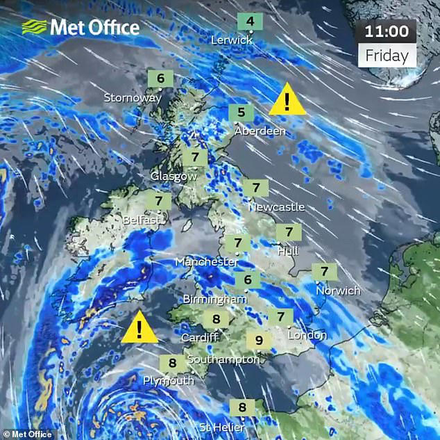 Storm Ingrid hits Britain with 60mph gusts, heavy rain and strong waves ...