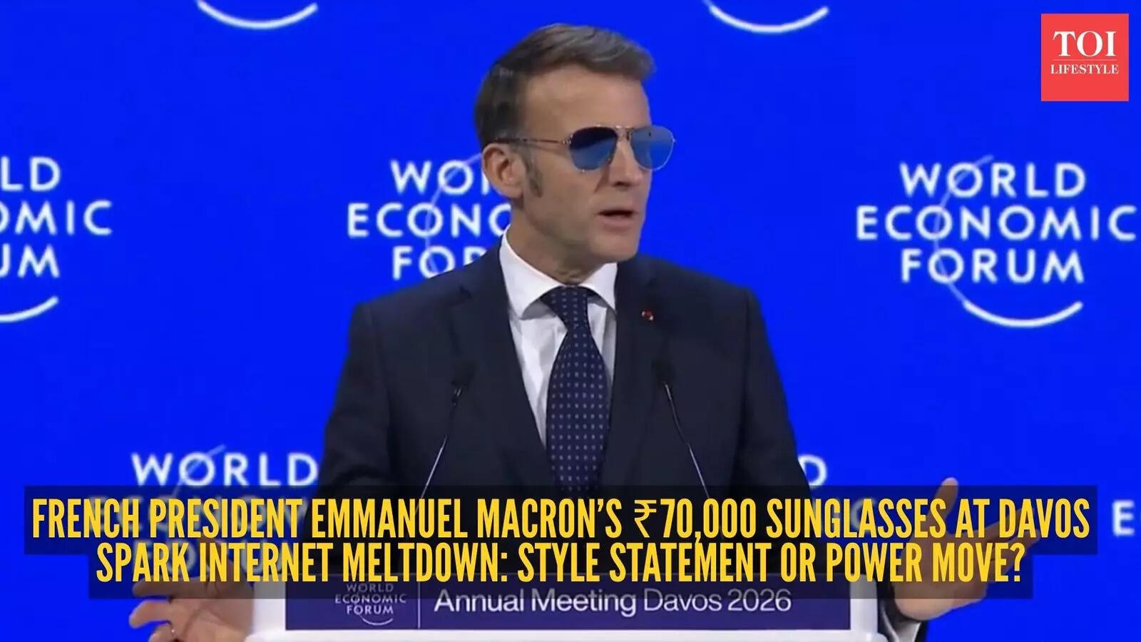French President Emmanuel Macron steps into Davos wearing Rs 70,000 ...