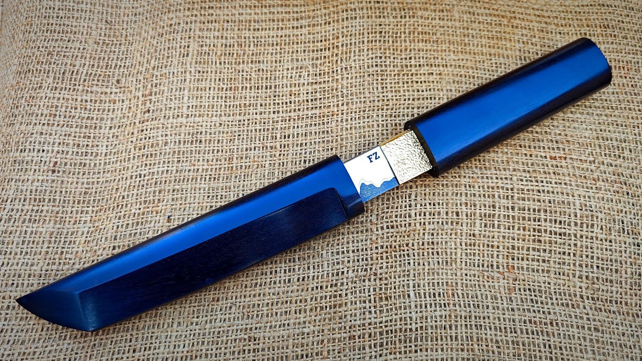 Wootz steel from bearings and an old drill. Japanese hidden bokuto knife