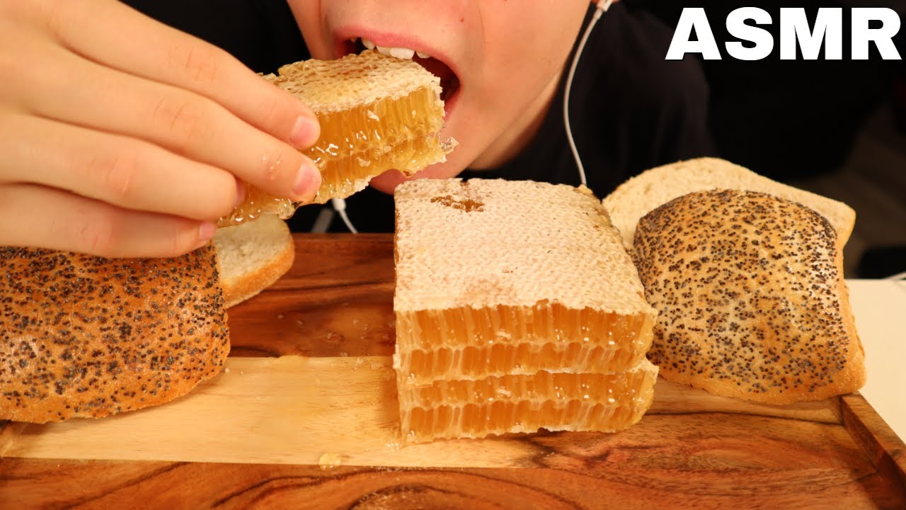 ASMR raw honeycomb mukbang (sticky satisfying eating sounds) no talking