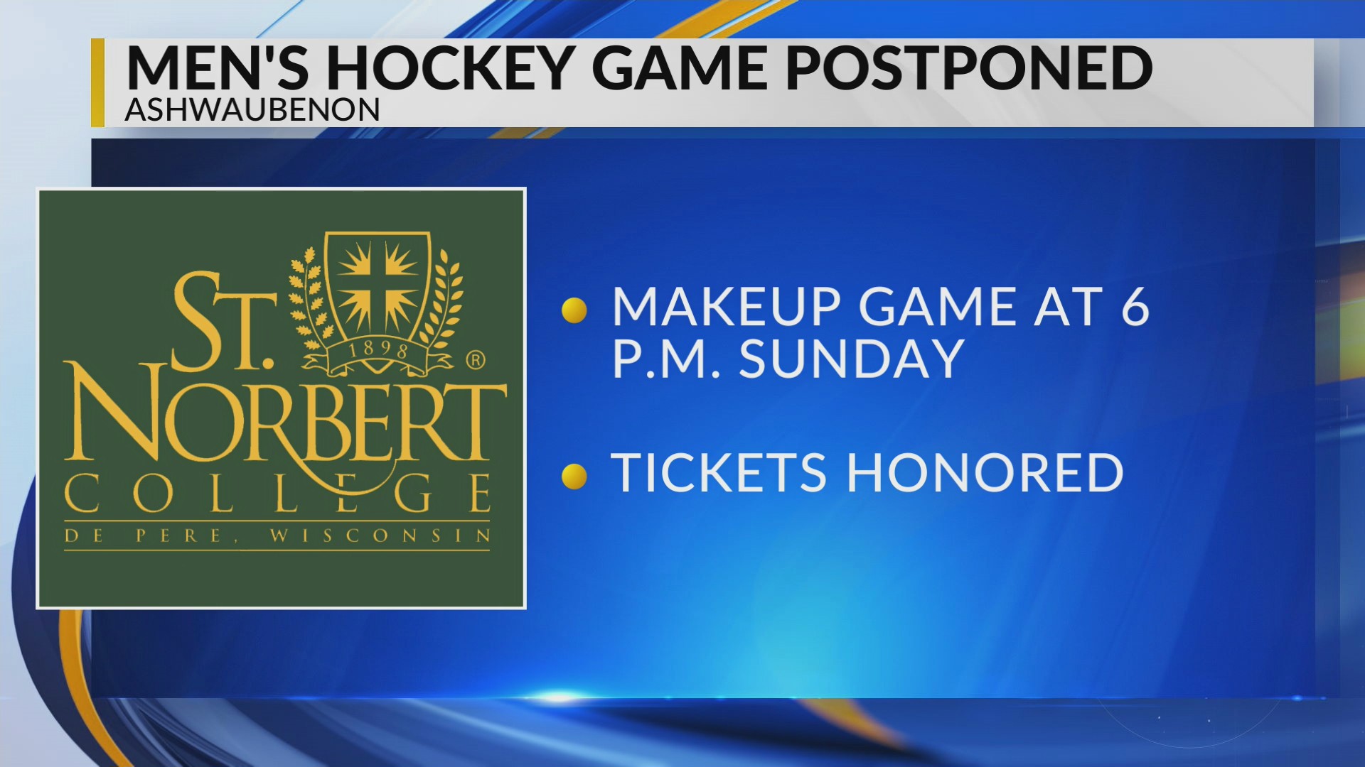 St. Norbert College hockey game postponed due to bitter cold