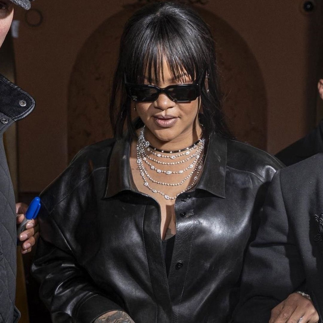 Rihanna puts her spin on Parisian it girl fashion in custom leather ...