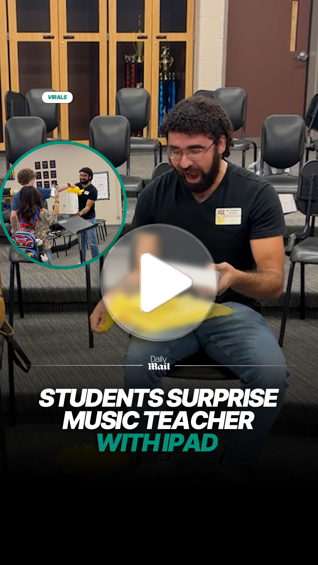 Students surprise music teacher with iPad he had been saving for