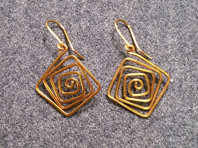 Simple square earrings - How to make wire jewelry 226