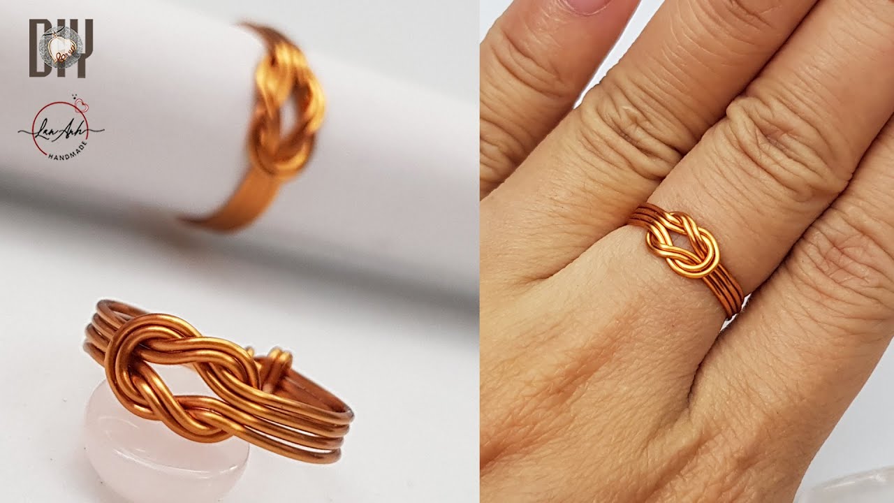Double square knot (sailor knot) ring - How to make unisex wire jewelry ...