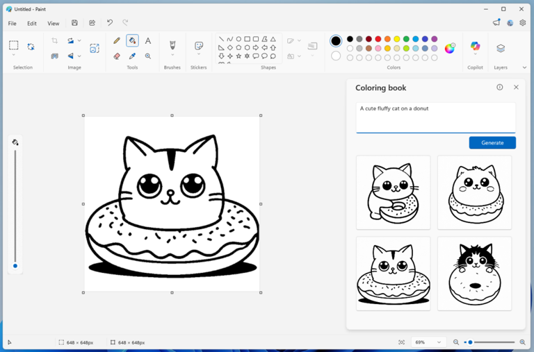 You can now create AI-generated coloring books in Microsoft Paint