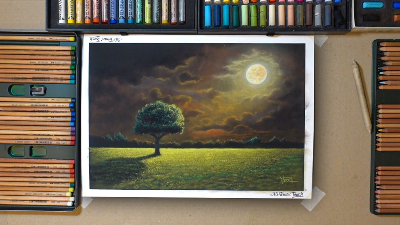 Full moon pastel drawing tutorial: Techniques with soft and Pitt pastel ...