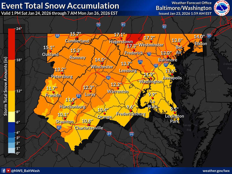 VA snow totals up in latest weekend storm forecast
