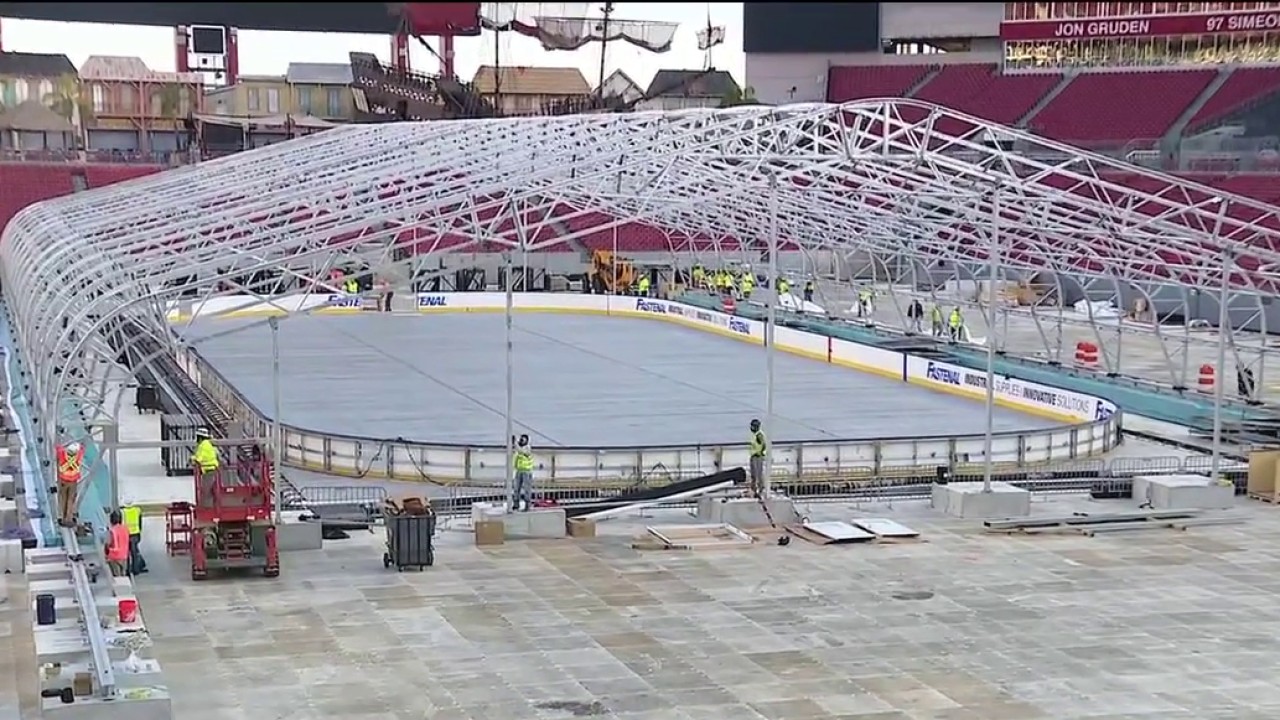 Stadium Series ice rink construction