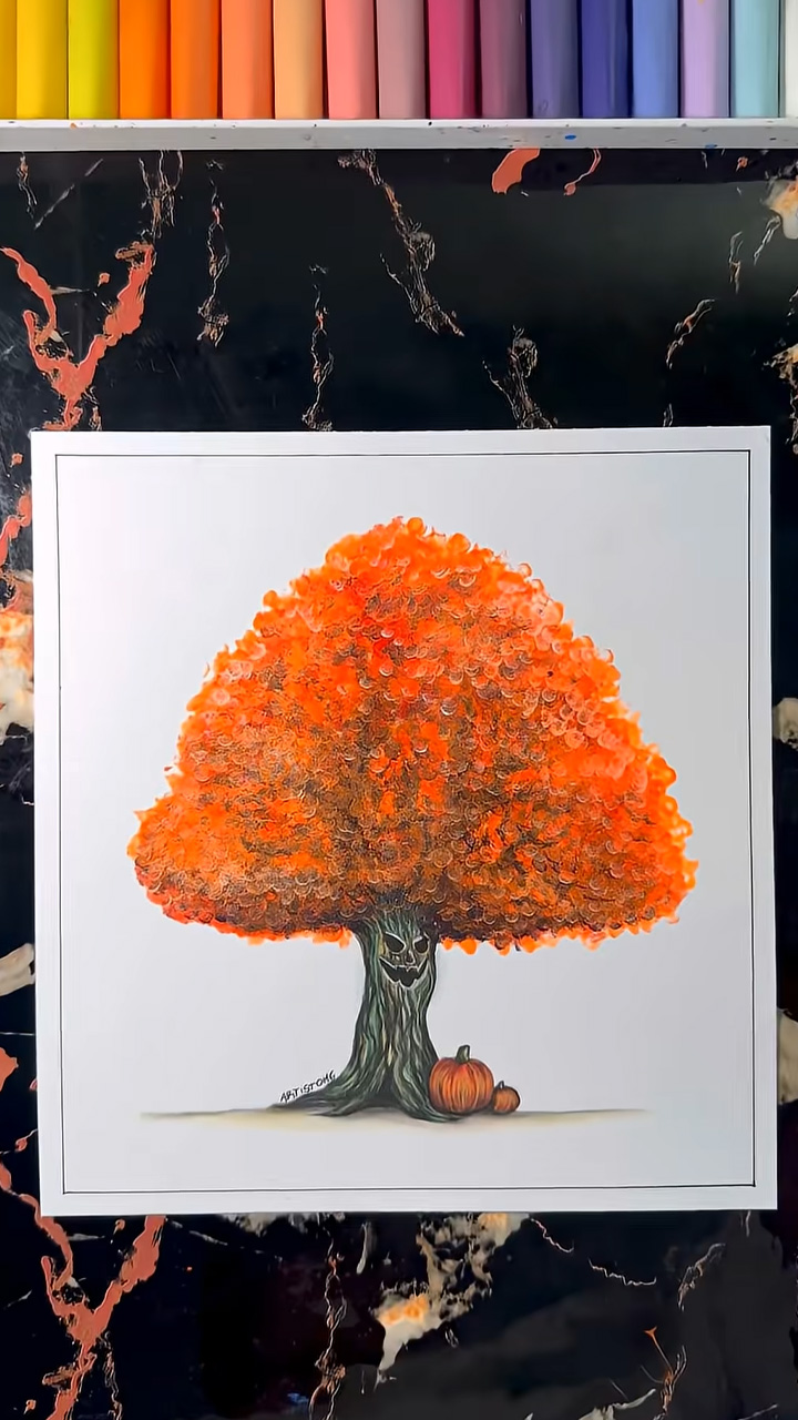 How to paint a spooky tree using Q-tips