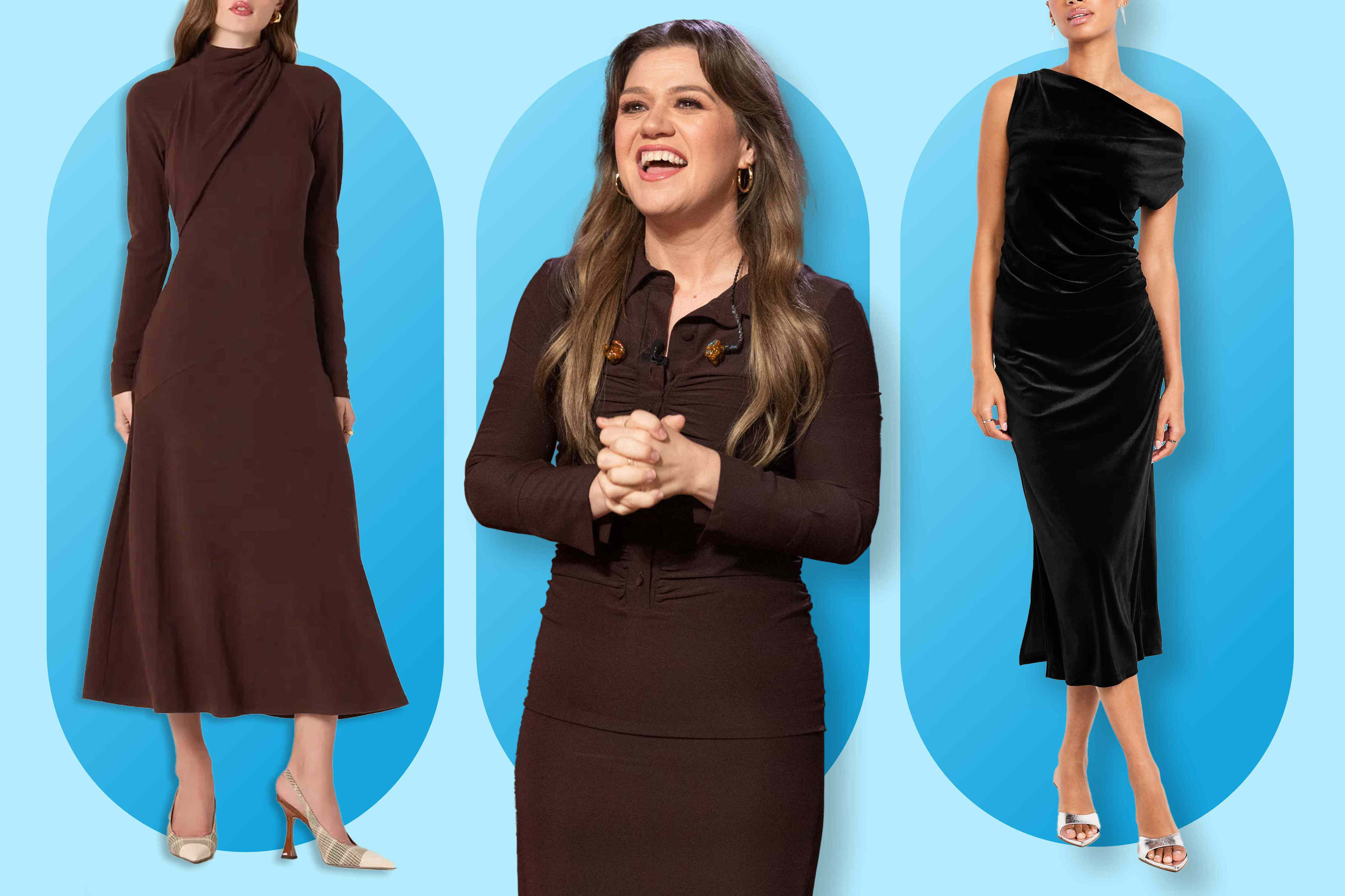 Kelly Clarkson's elegant ruched dress is ideal for winters at work — we ...