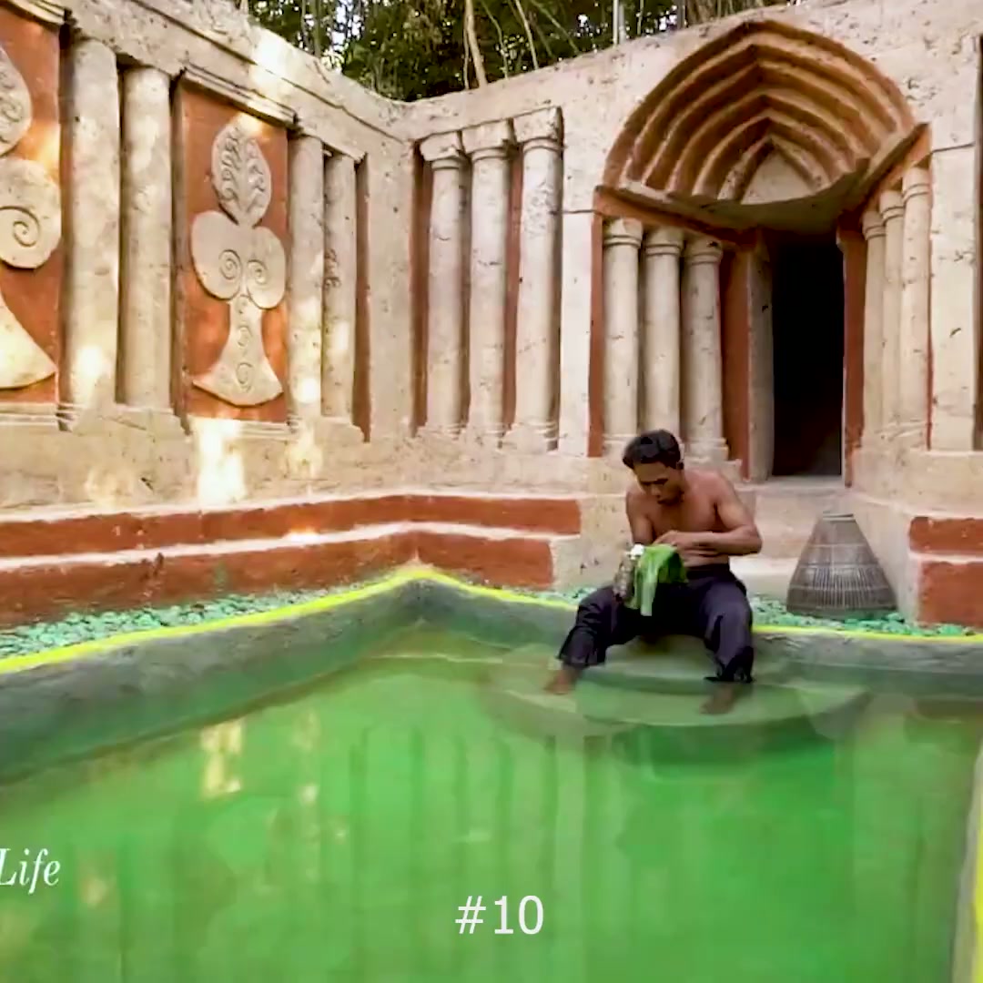 He swims with a giant snake in a secret pool!
