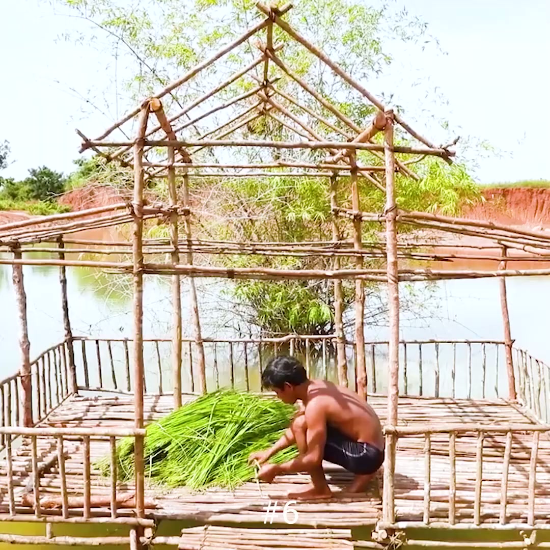How I built a floating hut with just grass!