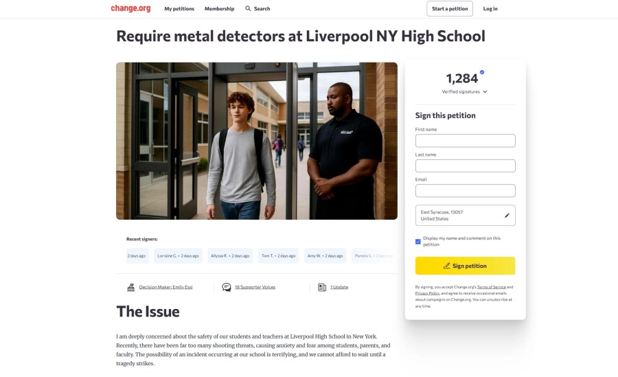 Liverpool High School parent launches a petition calling for metal ...