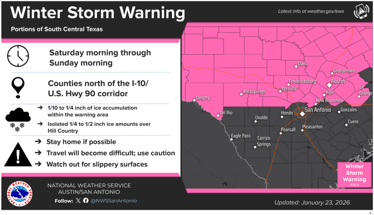 Much of Texas is under a winter storm warning this weekend
