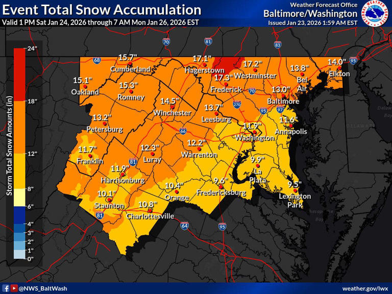 MD snow totals up in latest weekend storm forecast