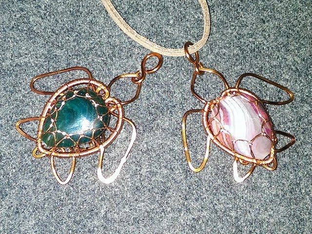 how to Sea turtle pendant with stones without holes - DIY wire jewelry 259